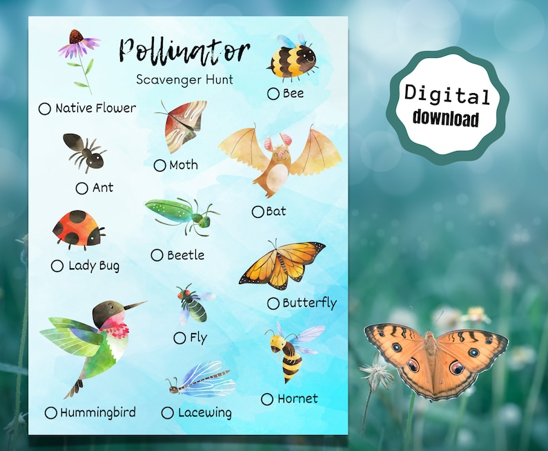 Pollinator Scavenger Hunt Printable for Instant Download, Outdoor ...