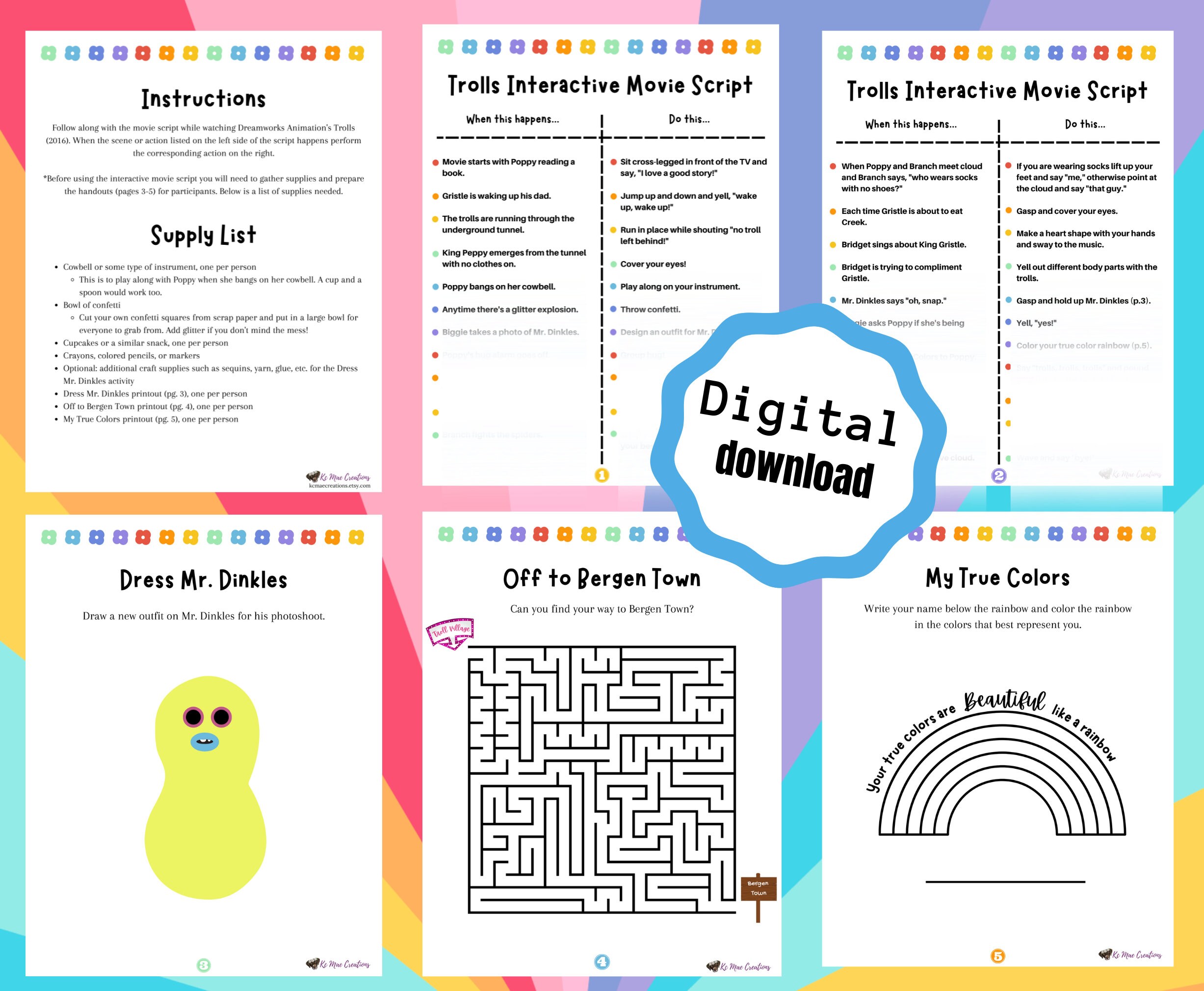 Printable Trolls Interactive Movie Script Instant Download - Etsy