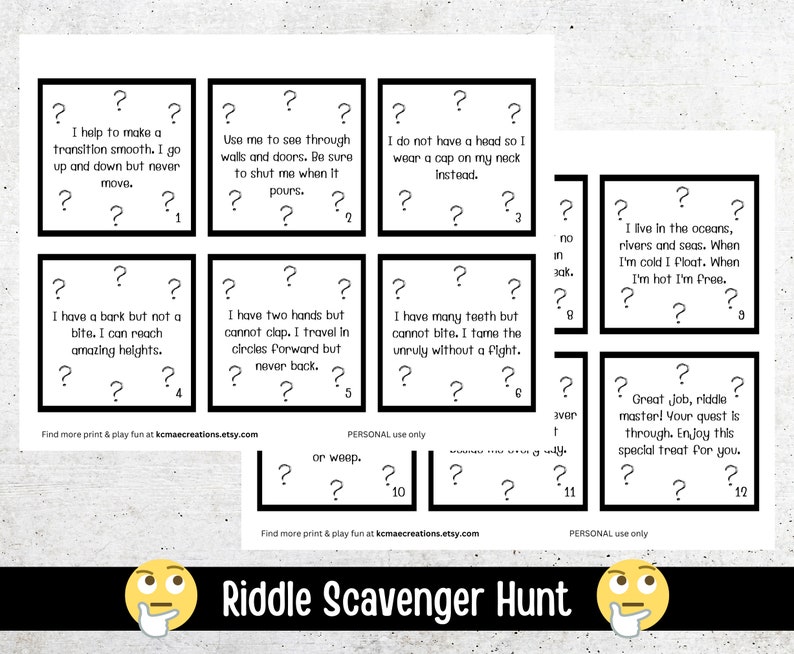 Teen Riddle Scavenger Hunt Printable for Instant Download, Adult ...