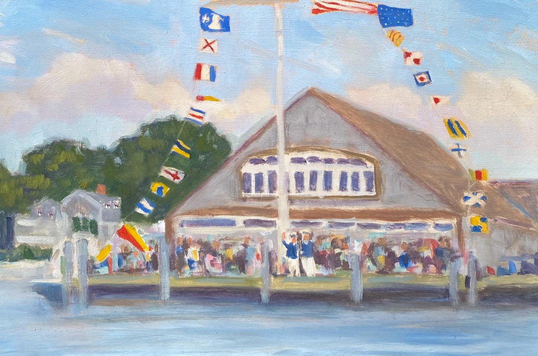 Martha’s Vineyard Original Oil Painting- Edgartown Yacht Club- 8x12” - Etsy