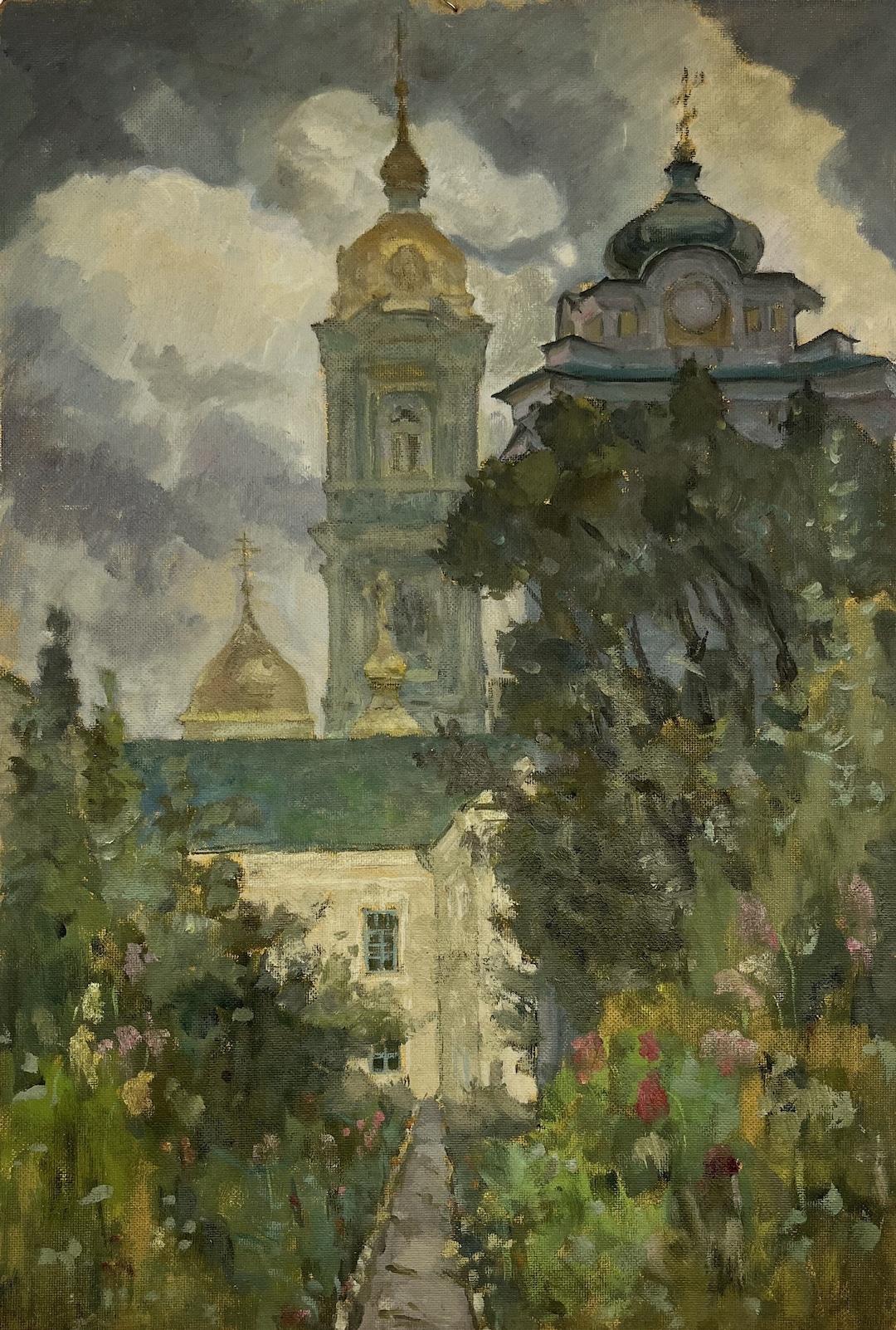 Oil Painting Monastery Artwork Collectibles Nature Painting Original ...