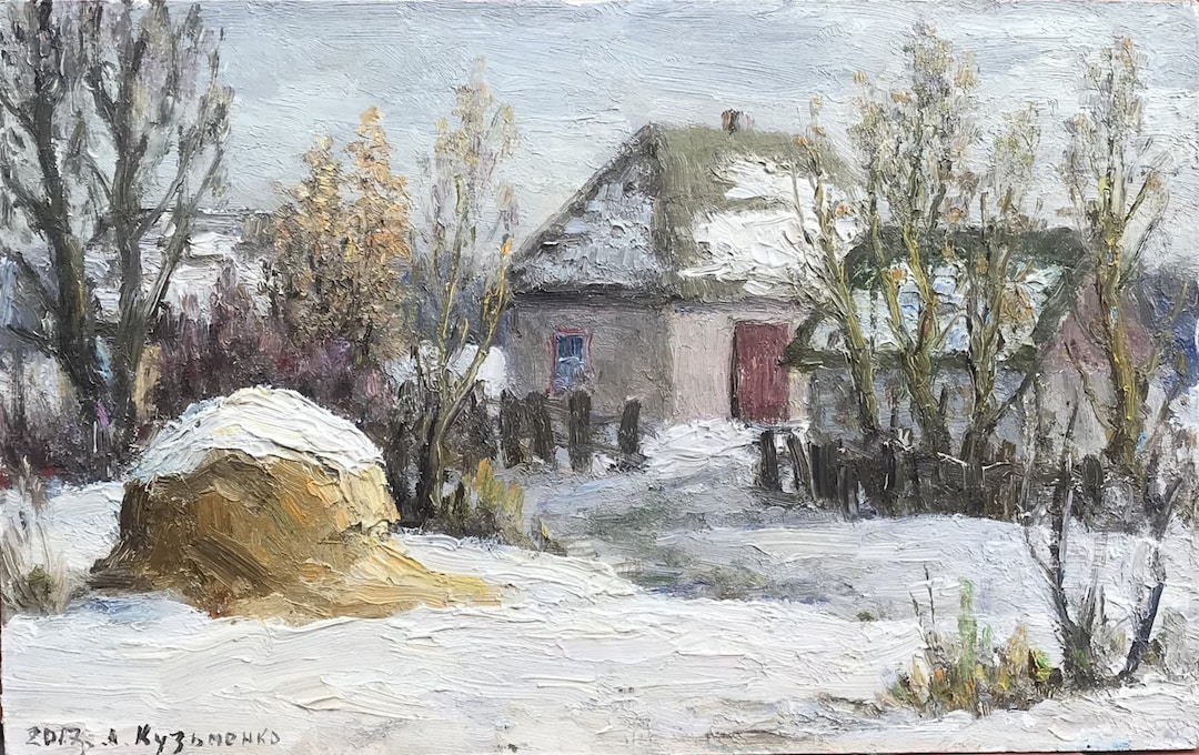 Oil Painting the First Snow Original Artwork Landscape - Etsy