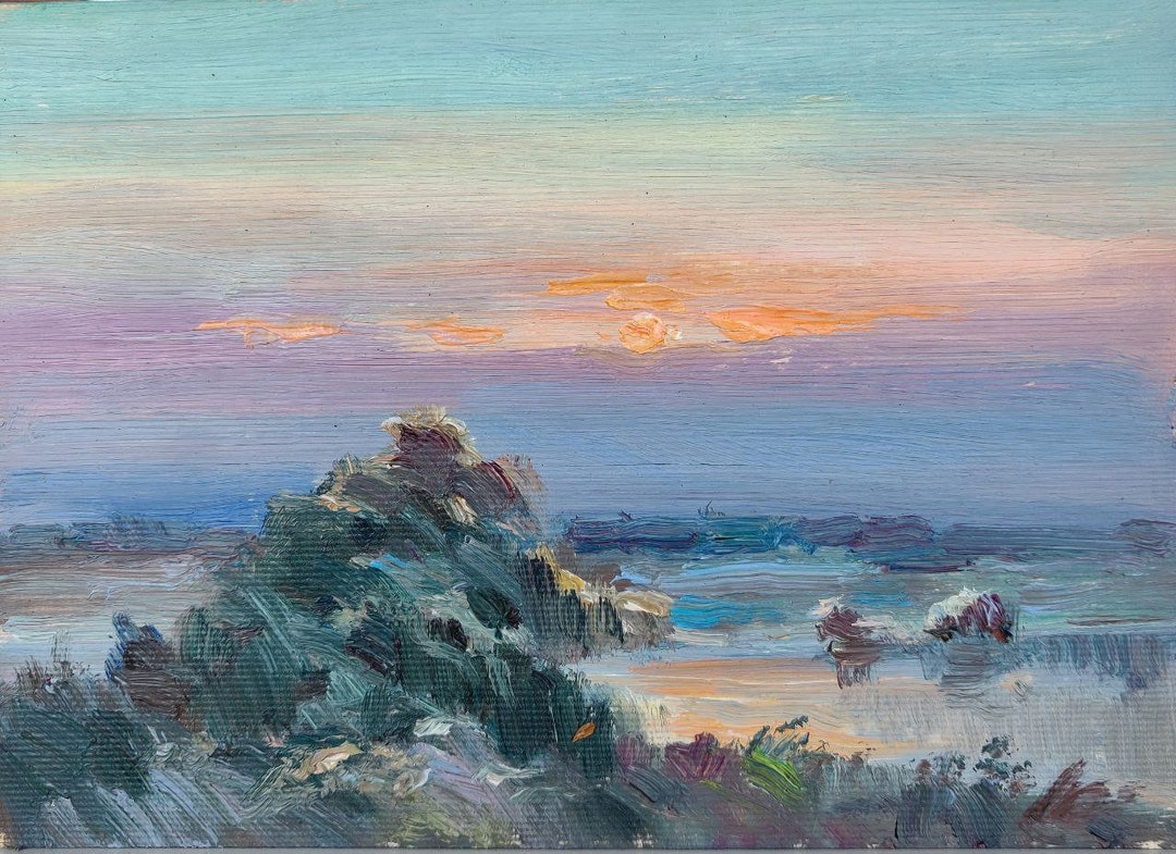 Oil Painting Morning, Sunrise Forest, Sunrise Horizon, Tree Tops ...
