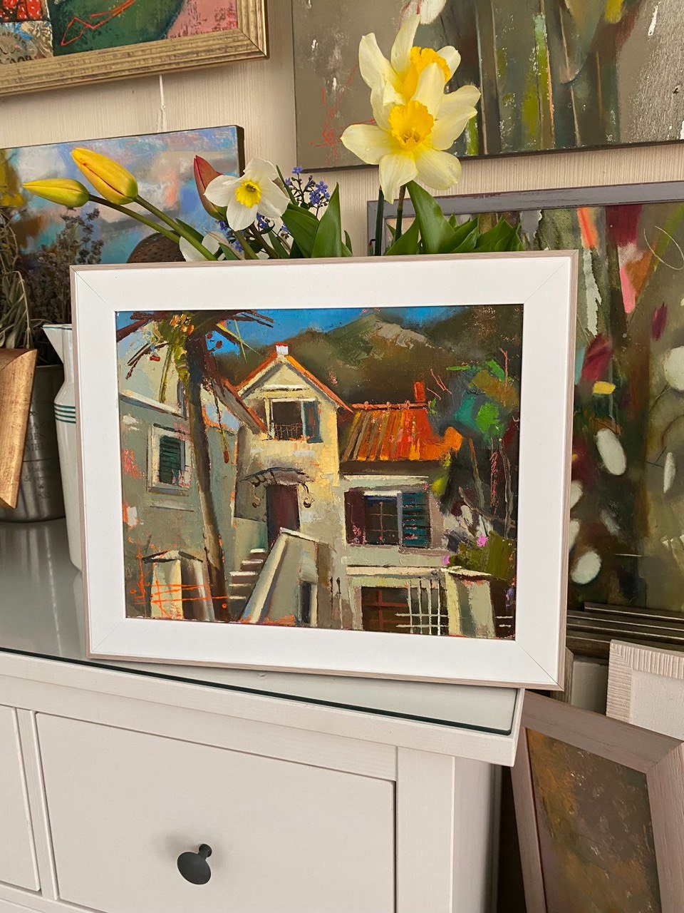 Oil Painting Resort House Abstract House in the Shade of - Etsy