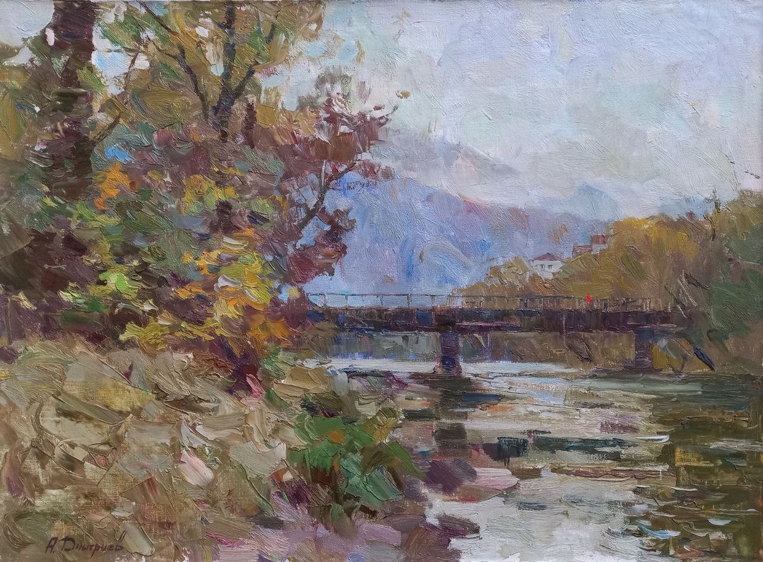 Oil Painting on Canvas, Tysa, River, Ukrainian Painter, Art ...