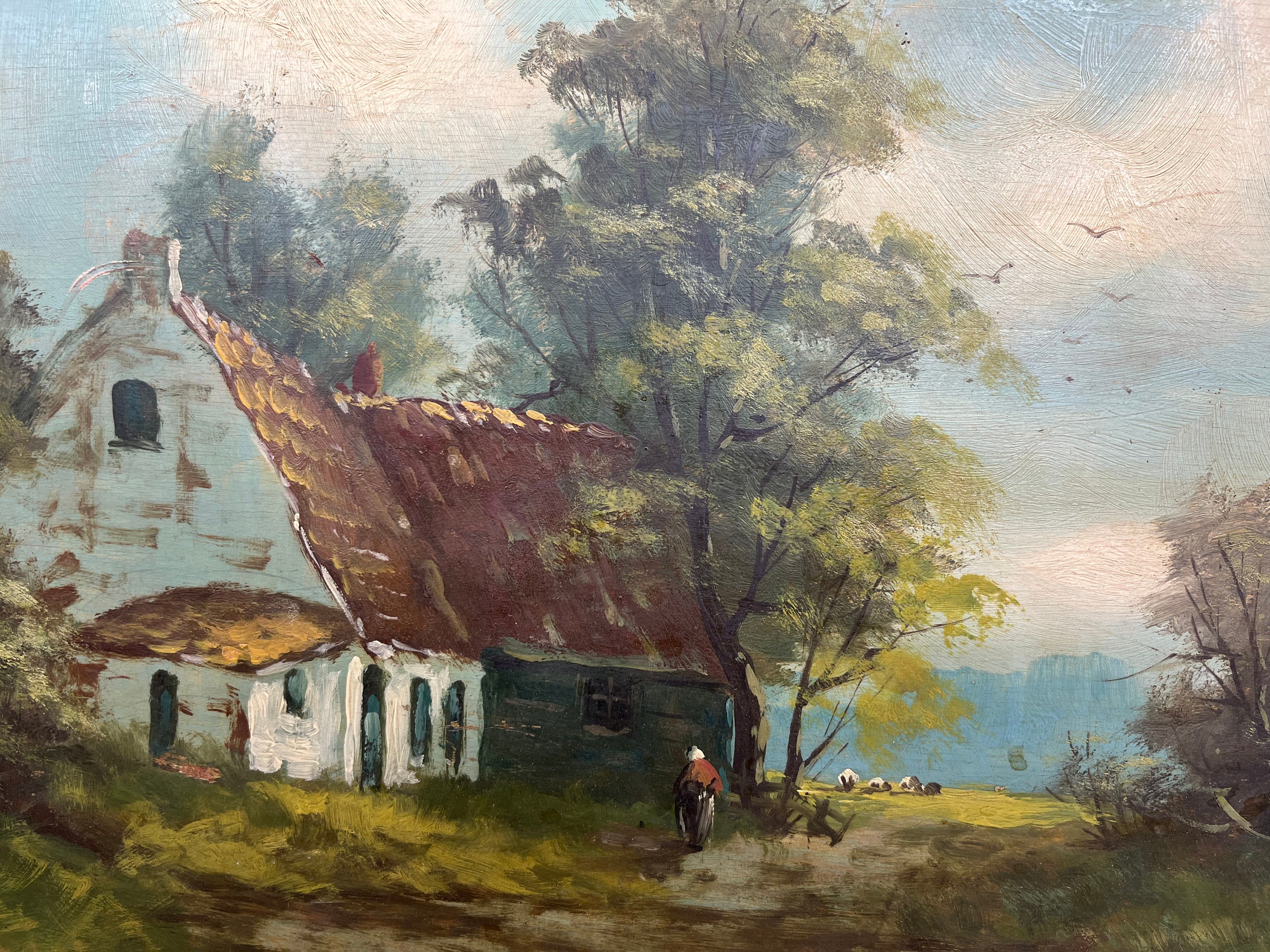 Original Oil Painting: Country Yard Landscape, Signed Artwork - Etsy