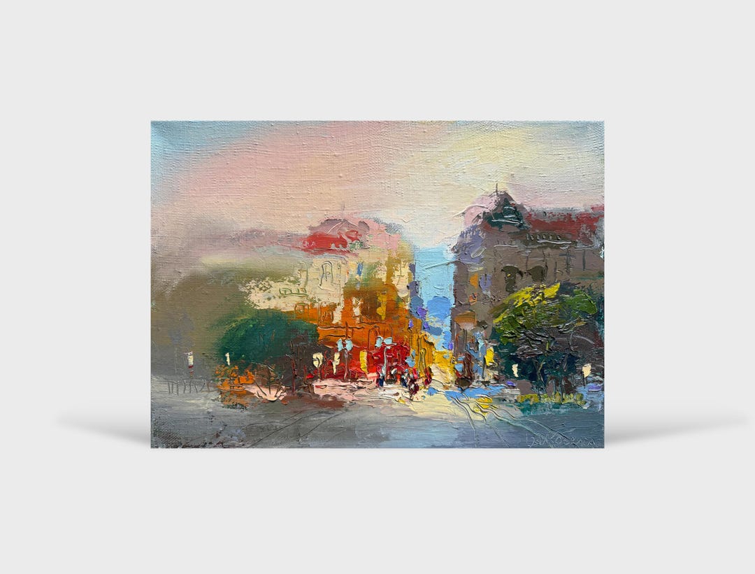 Abstract Oil Painting City Painting, Ukrainian Painter Wall Home Decor ...