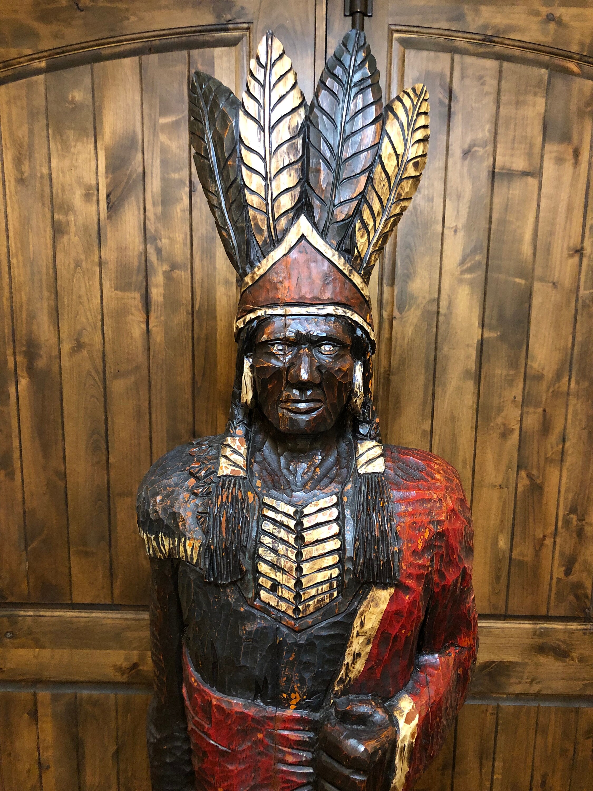 Cigar Store Indian Wood Carving by Artist Edward Boggis 7 Feet - Etsy