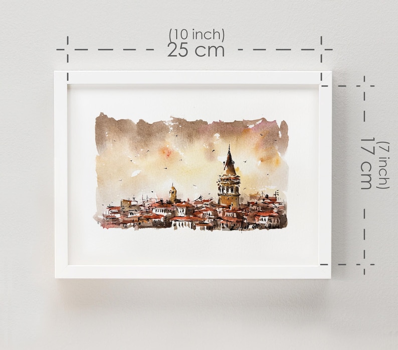 Original Watercolor Painting, Galata Tower Istanbul, Hand Made, Art ...