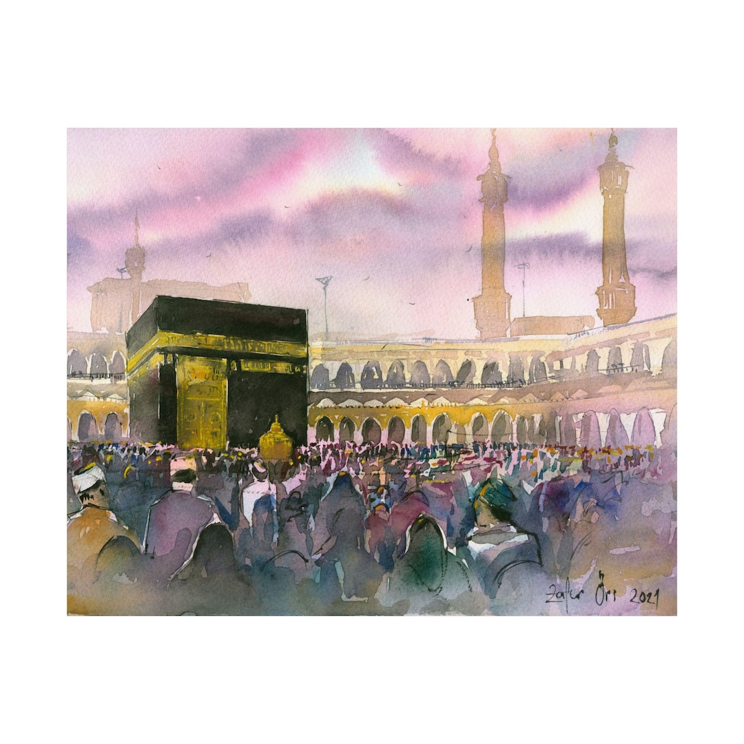 Kaaba Watercolor Print, Islamic Art, High-quality Kaaba Art Print ...