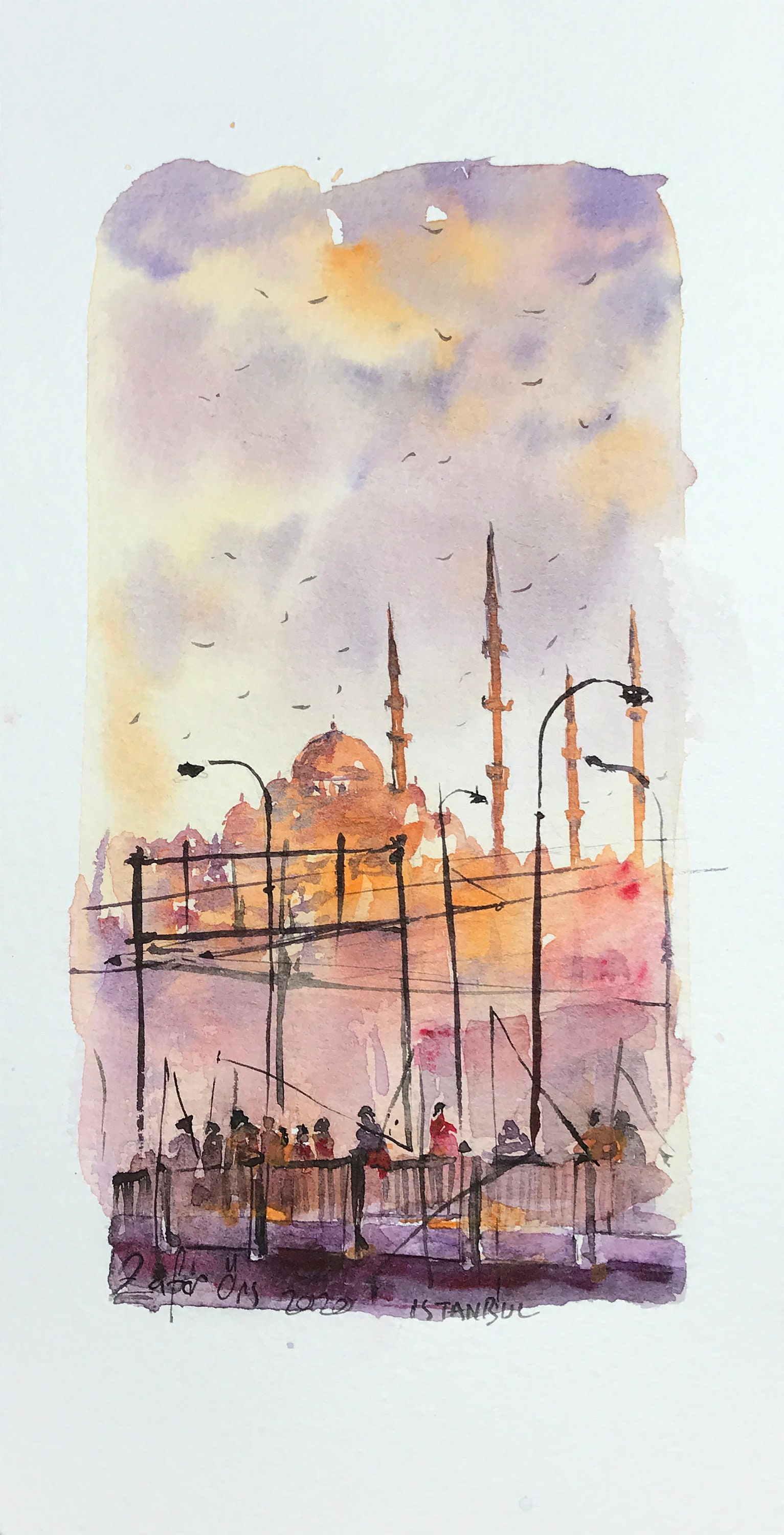 Istanbul Watercolor Paintings, Original Aquarelle Paintings, Turkey ...