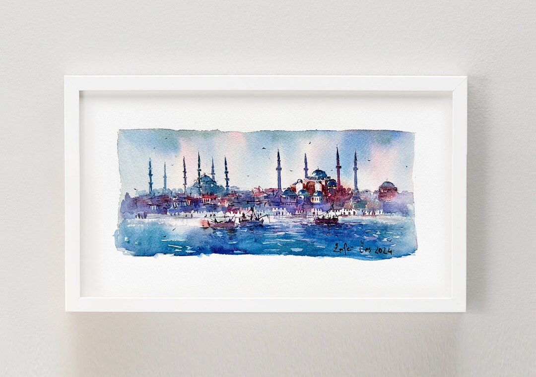 Istanbul Watercolor Painting, Istanbul Landscape Original Painting ...