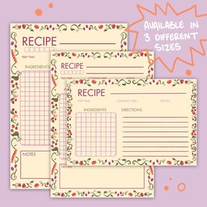 Bakery Inspired Recipe Card - Printable Recipe Card Template - Digital ...
