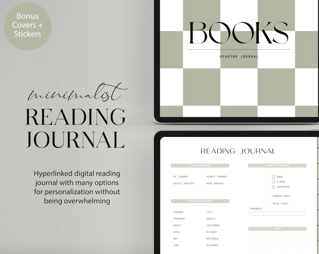 Digital Reading Journal, Digital Reading Log, Portrait Reading Planner ...
