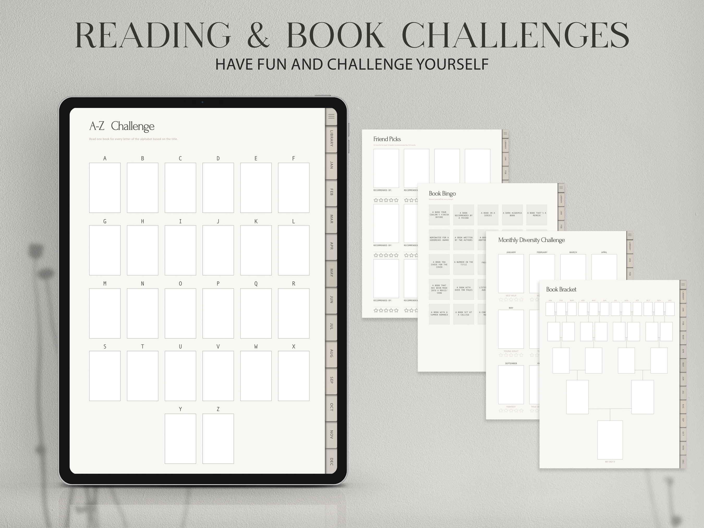 Digital Reading Journal, Digital Reading Log, Portrait Reading Planner ...