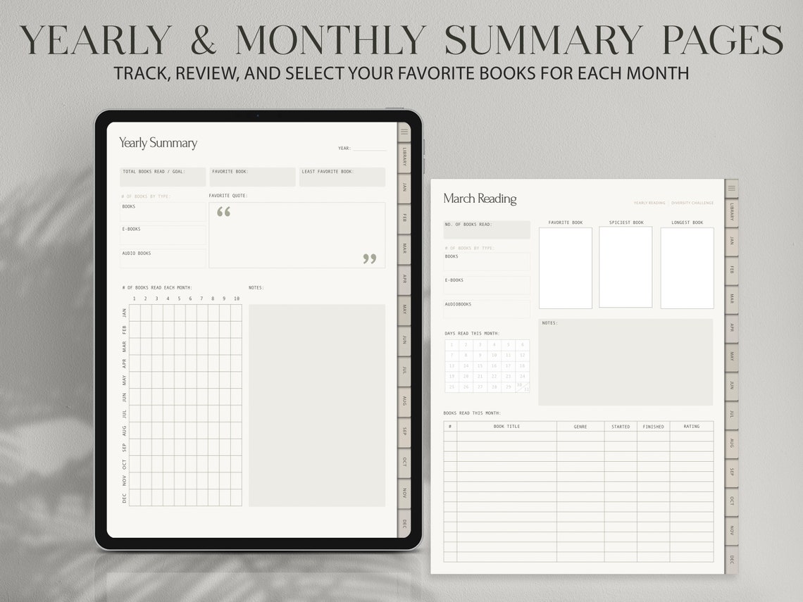 Digital Reading Journal, Digital Reading Log, Portrait Reading Planner ...