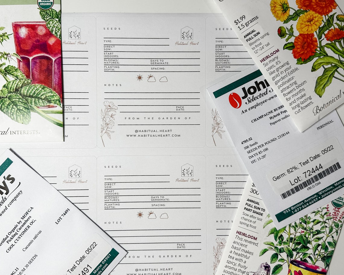 Printable Seed Packet Labels, Tags for Seed Packets, Labels for Seed ...
