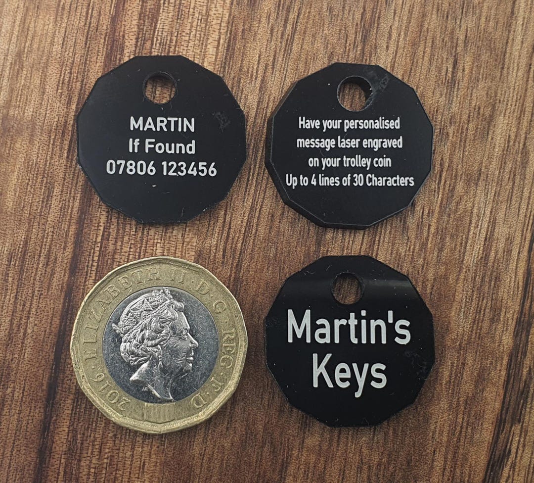 Trolley Token Coin Personalised | HD Laser Engraved | UK Pound Coin ...