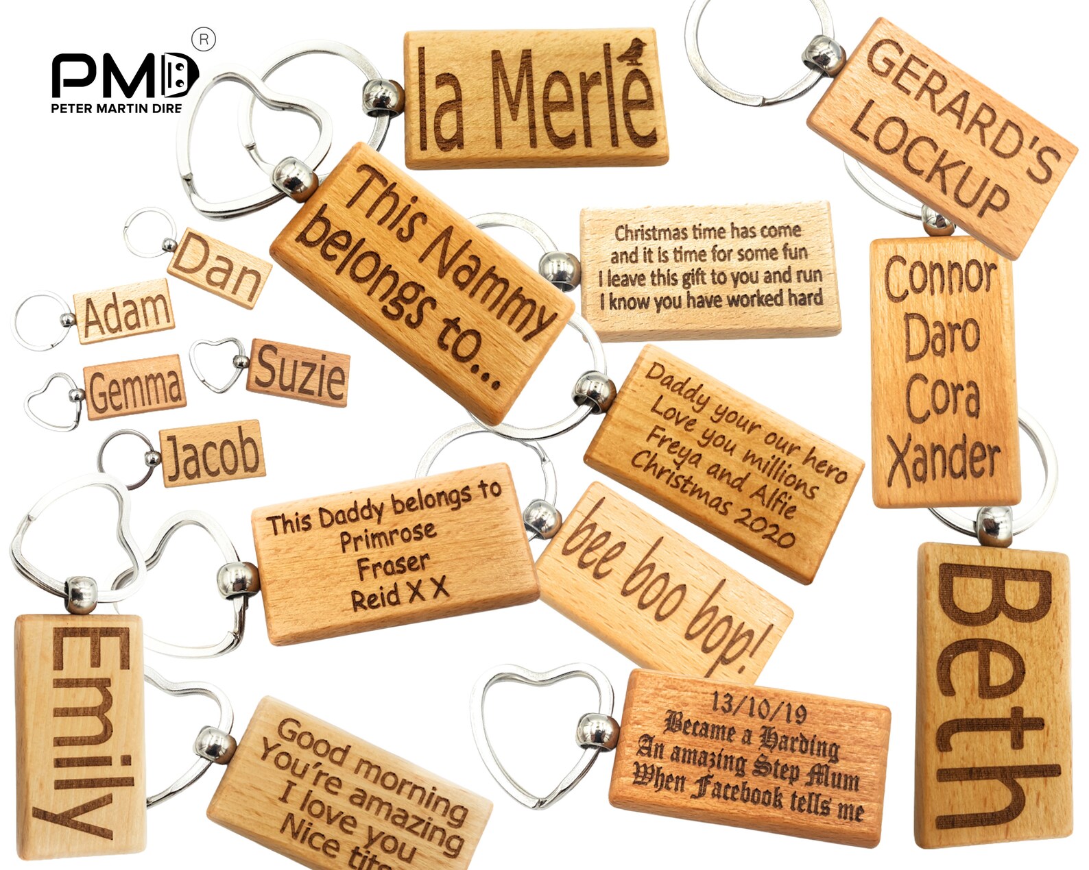 Personalised Keyring Wooden Custom Key Ring Beech Wood Customized ...