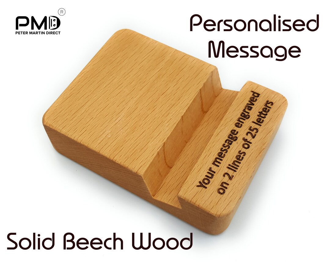 Cell Phone Stand Personalised - Mobile Stand - Solid Beech Wood ...