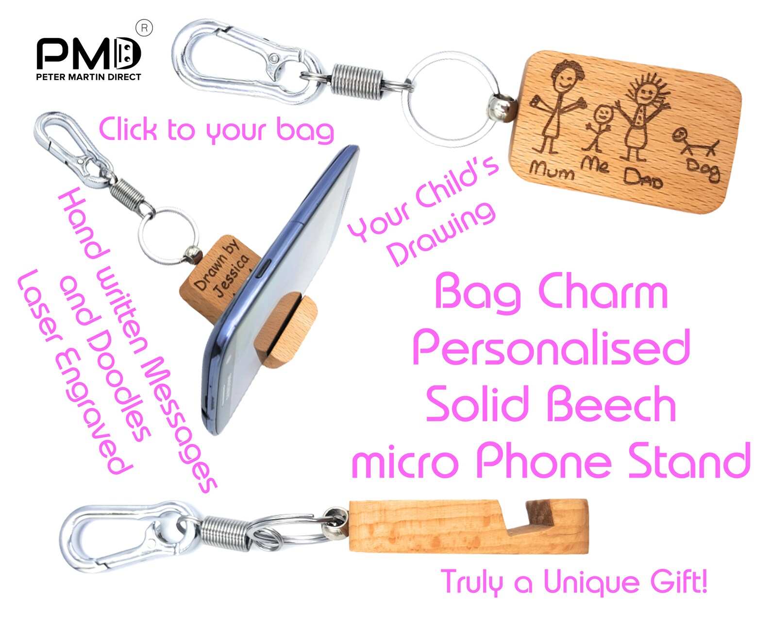 Bag Charm Children's Drawing Picture Keyring Keychain - Etsy UK