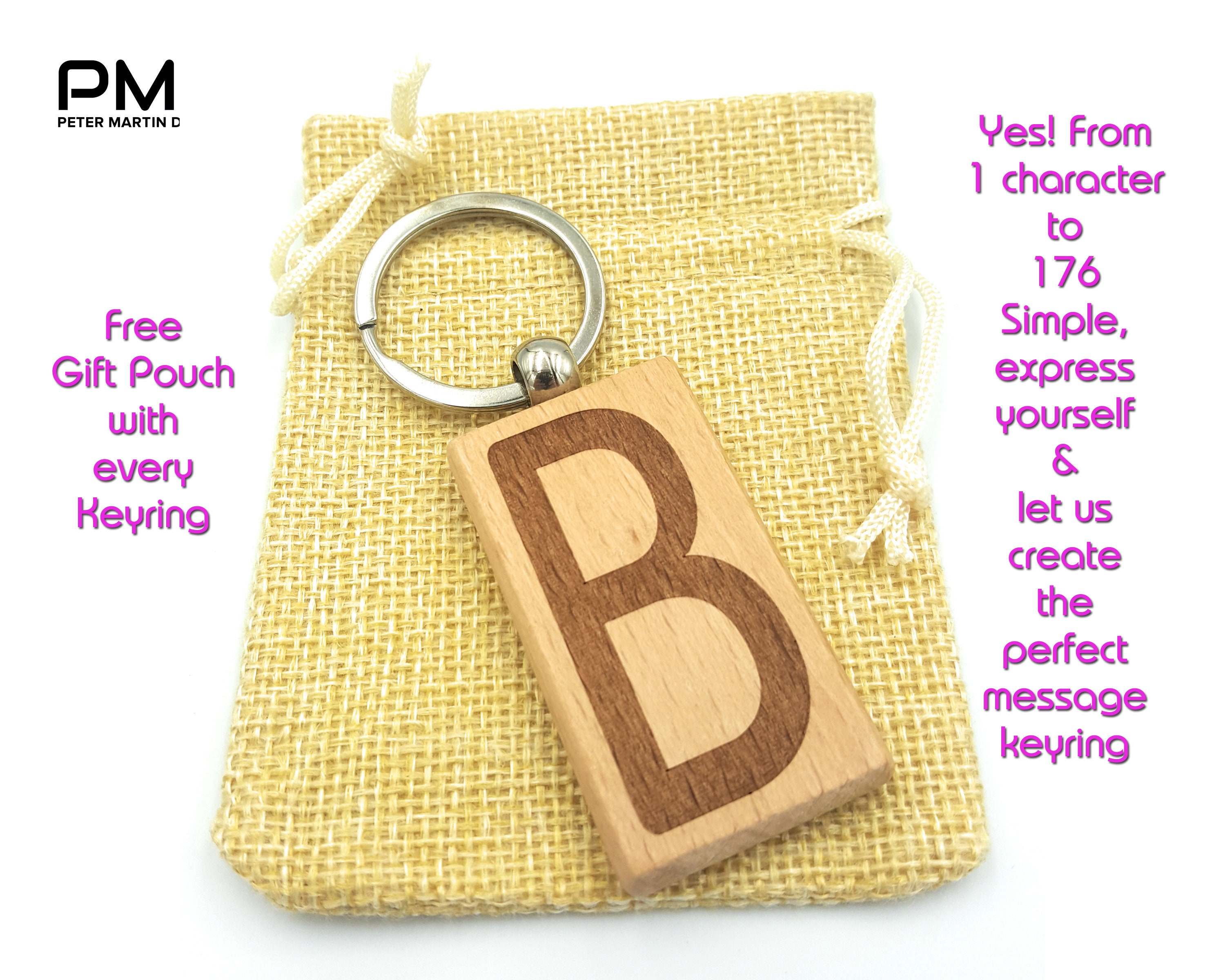Personalised Keyring Wooden Custom Key Ring Beech Wood - Etsy