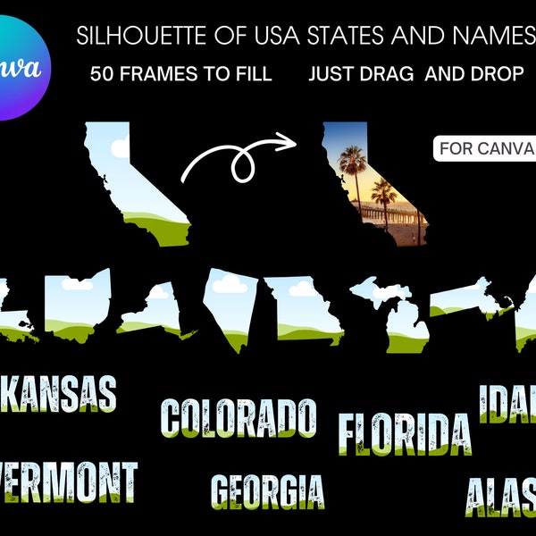 Usa Canva Map - Etsy