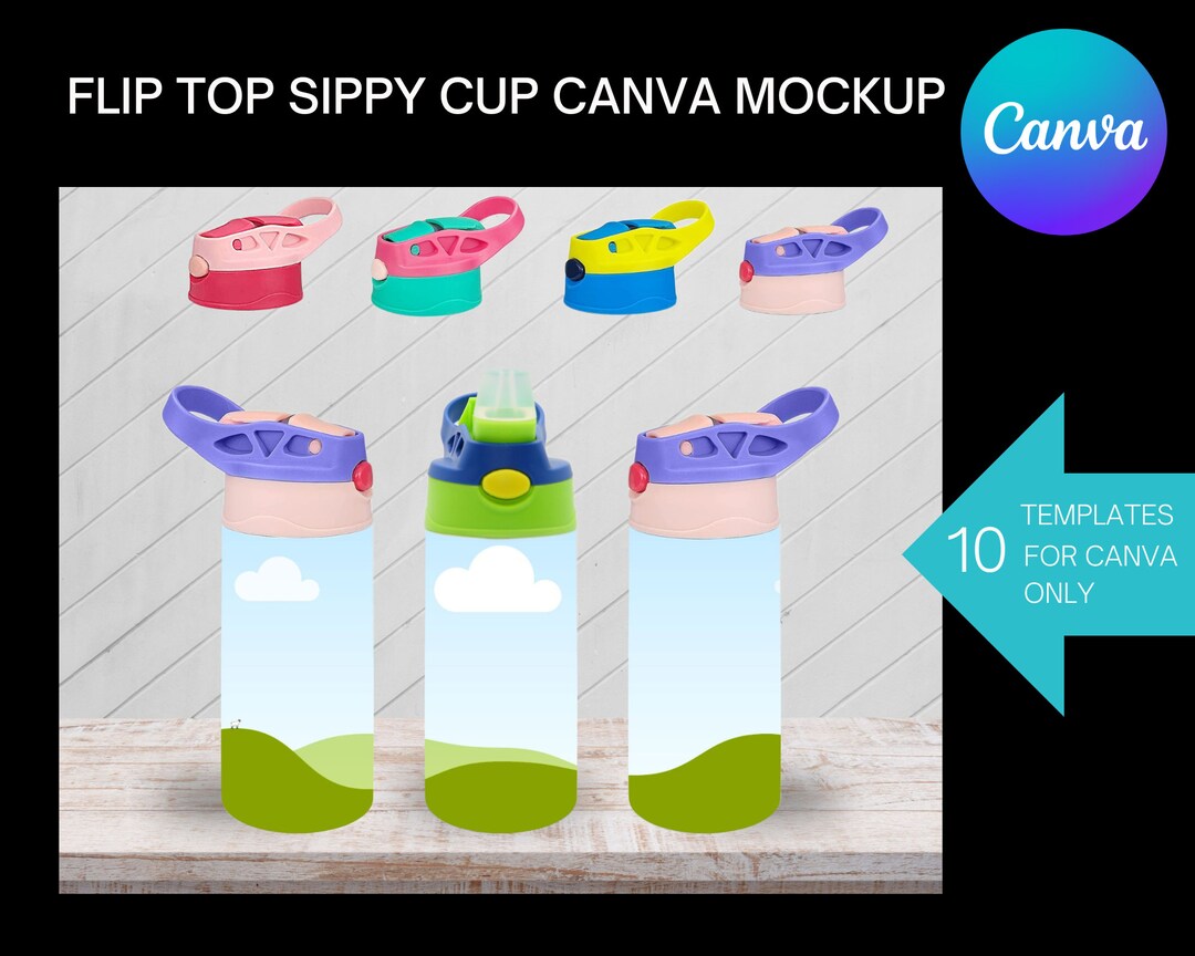 Flip Top Sippy Cup CANVA Mockup Drag and Drop Easy to Use - Etsy