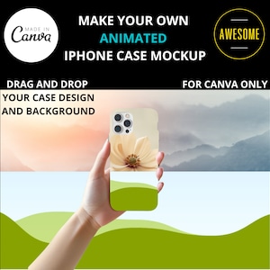 Animated iPhone Case Mockup With CANVA, Editable Background - Etsy