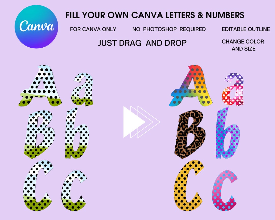 CANVA Editable Letters Fill Your Own Letters on CANVA - Etsy