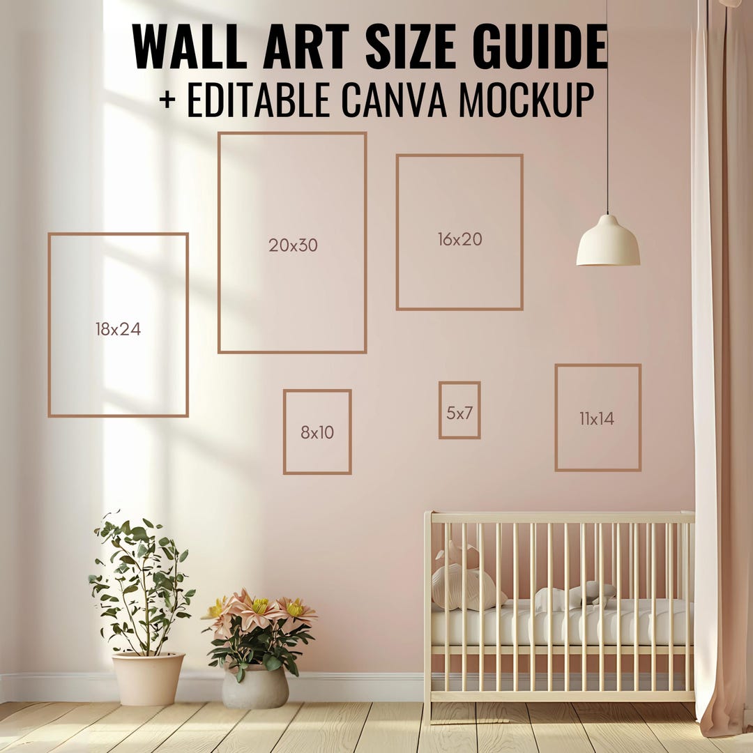 Wall Art Print Size Comparison Mockup in Inches & CM | Nursery Wall Art ...