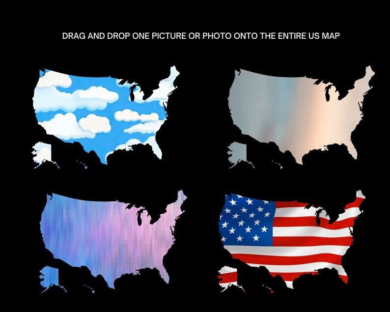 USA States Map CANVA Frames, Drag and Drop CANVA Template, Texas ...