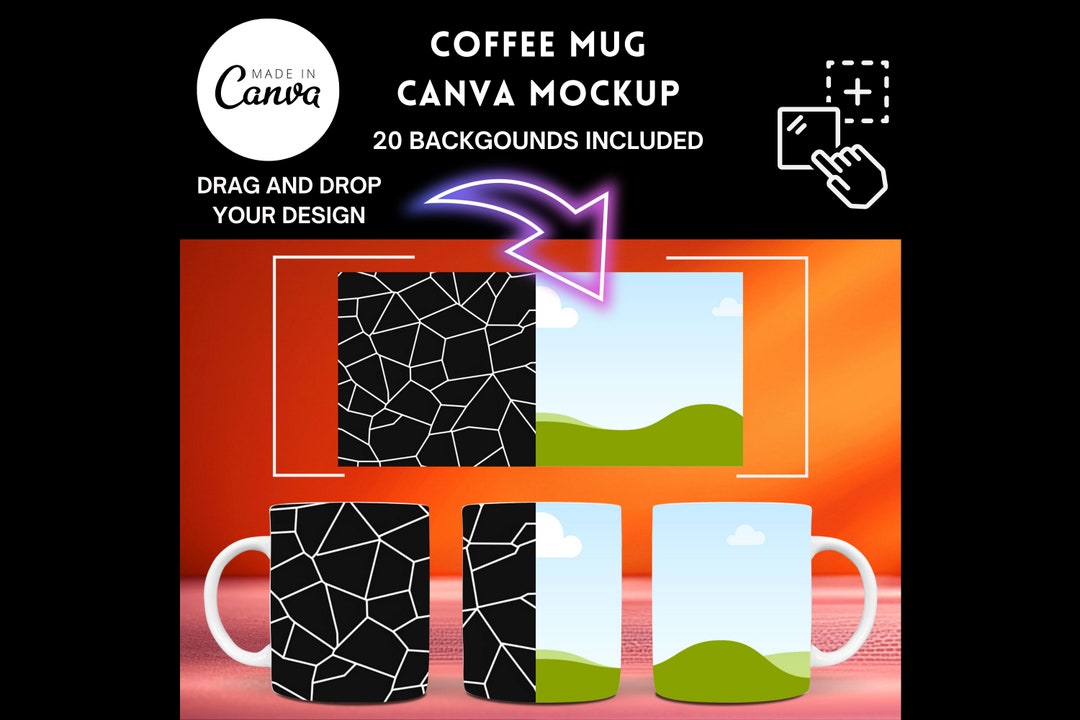 Coffee Mug Mockup CANVA Template Drag and Drop Your Design - Etsy