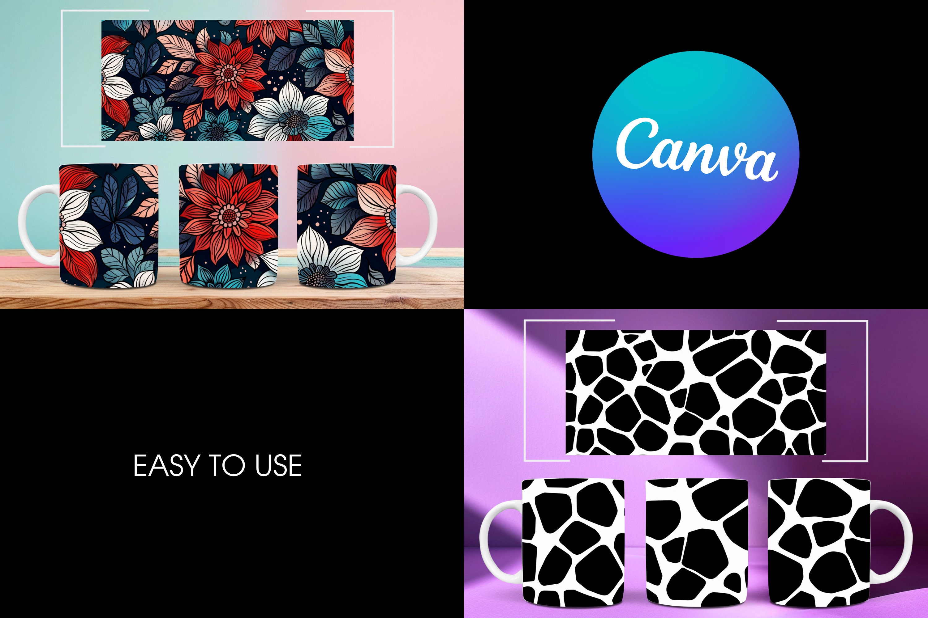 Coffee Mug Mockup CANVA Template Drag and Drop Your Design - Etsy