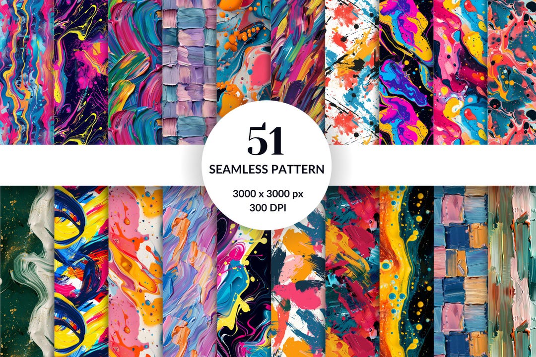 51 Seamless Abstract Paint Patterns Colorful Digital Backgrounds High ...