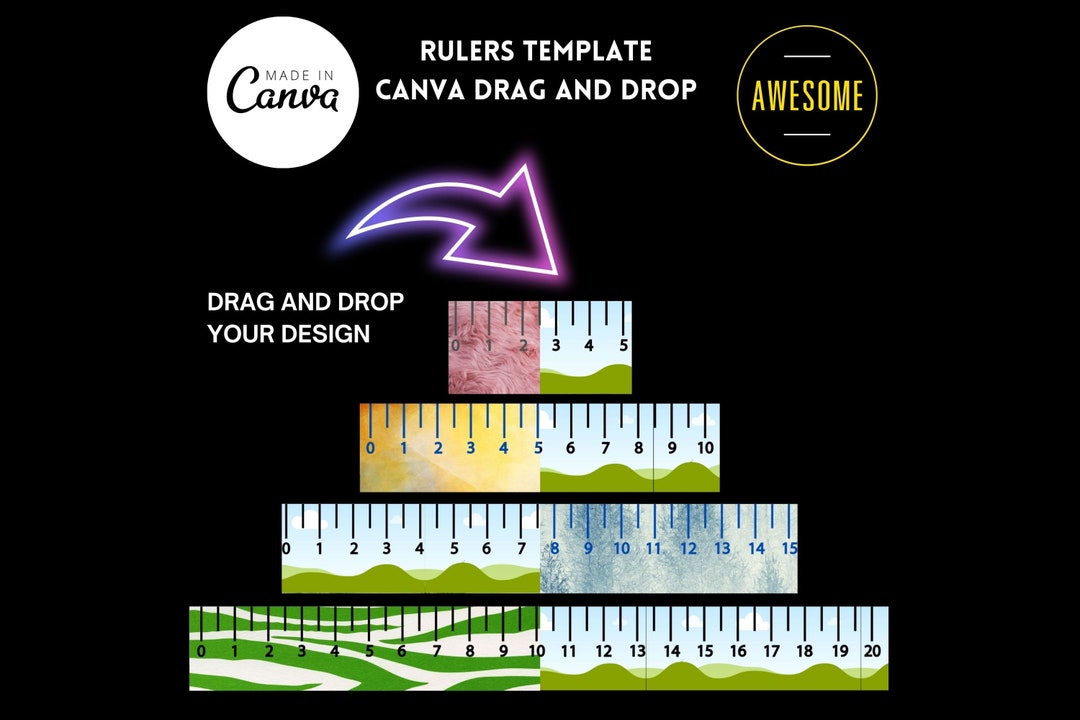 Rulers Digital Drag Snd Drop CANVA Template - Etsy