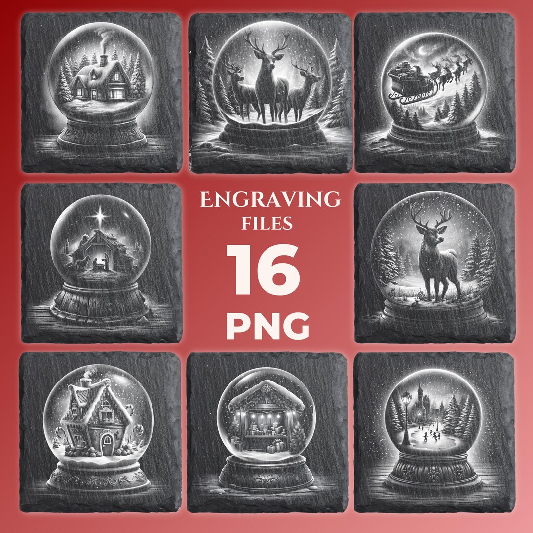 Christmas Snow Globe Laser Engraving PNG Bundle, Winter Scenes (digital ...