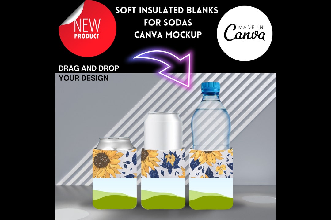 Soft Can Cooler Insulated Blank Mockup CANVA Drag and Drop Can Cooler ...