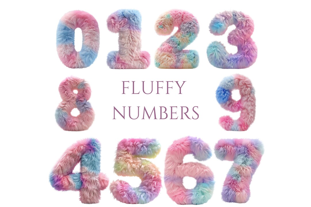 Fluffy Numbers Bundle, Cute Numbers Clipart, PNG & JPEG, 300 DPI - Etsy