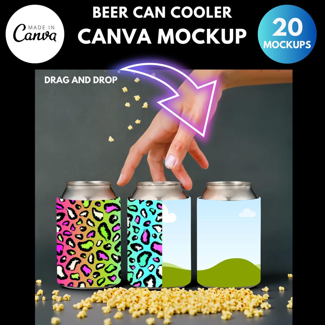 Can Cooler Mockup CANVA Neoprene Koozie Mockup Bundle - Etsy