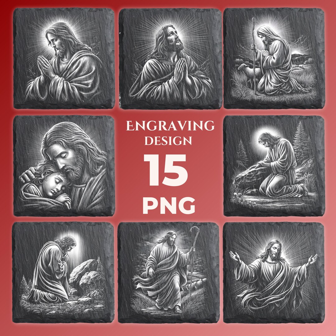 Christian Laser Engraving PNG, Jesus Praying Glowforge & Lightburn ...