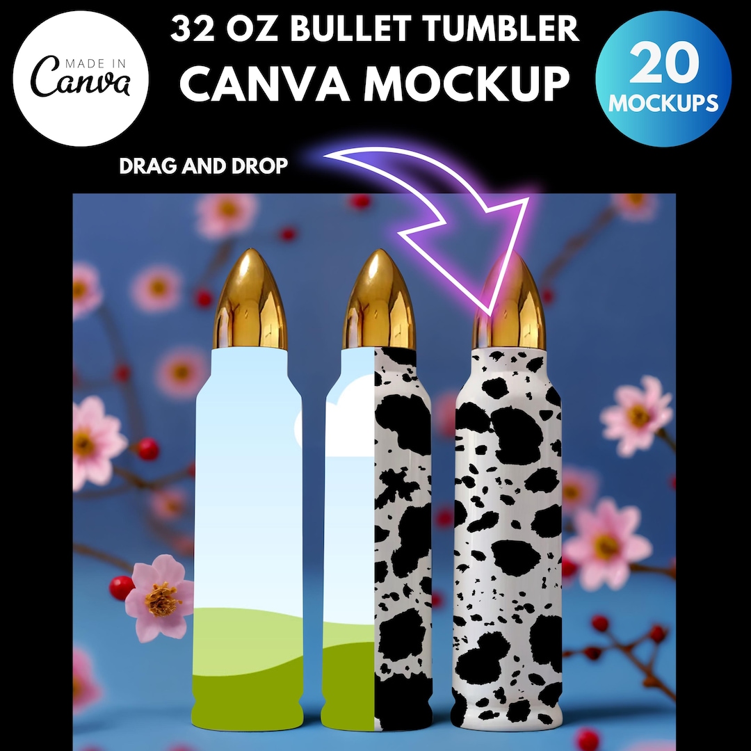 Bullet Tumbler Wrap Mockup CANVA Template Sublimatable Mockup Bundle - Etsy