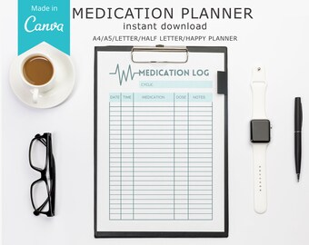 Medication Log Printable and Editable - Etsy