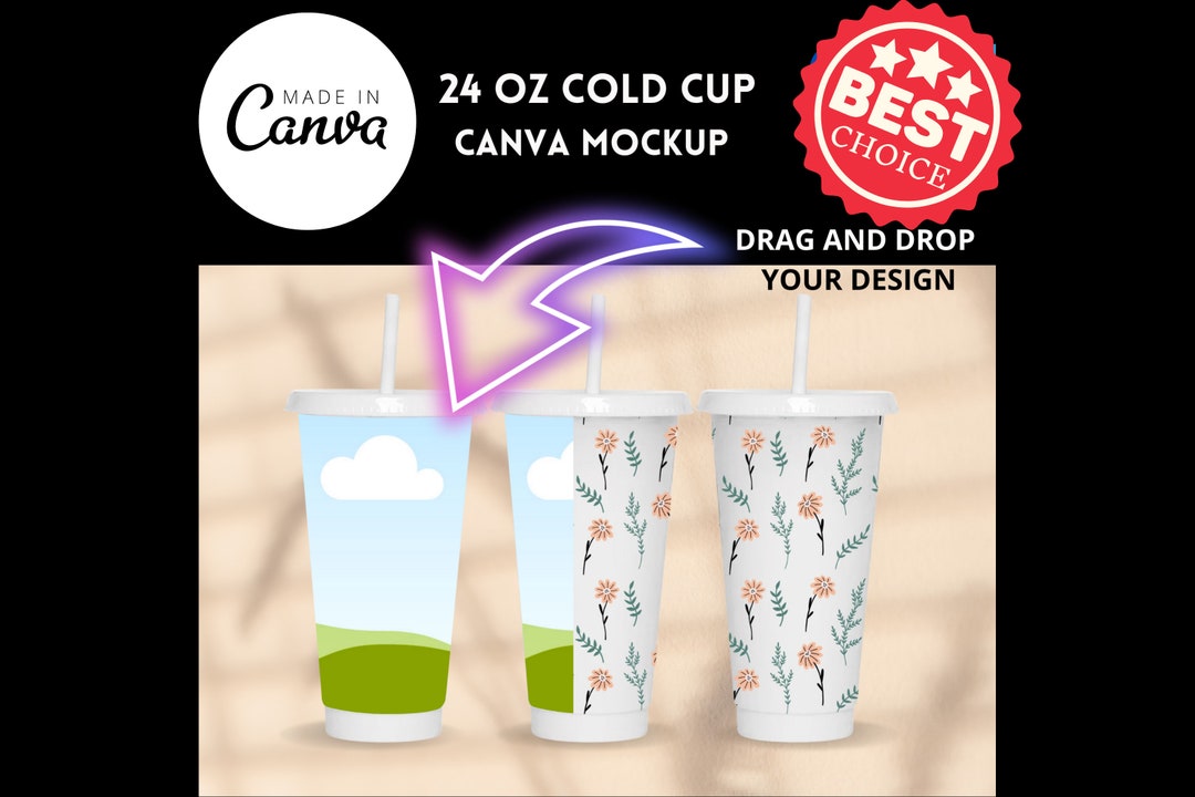 24 Oz Cold Cup CANVA Mockup Editable Drag and Drop Template - Etsy