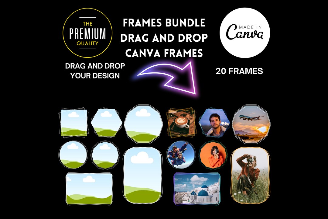Drag and Drop CANVA Frames Bundle, Mockup CANVA Template - Etsy