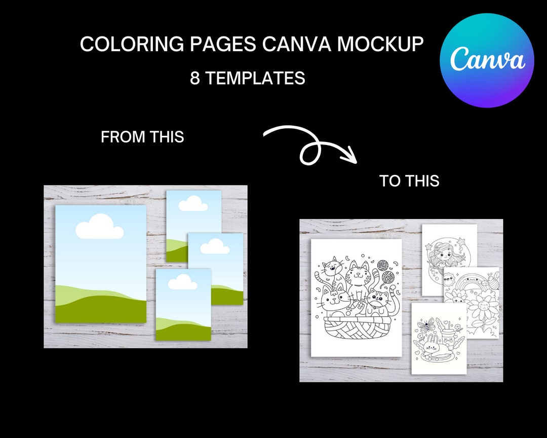 Coloring Book Mockup CANVA Coloring Page Mock Up Add Your - Etsy UK