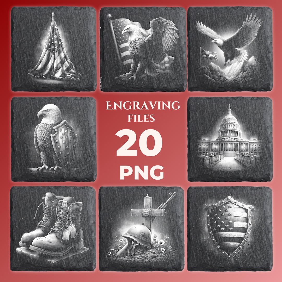 Patriotic Laser Engraving PNG, American Eagle Flag Military Engraving ...