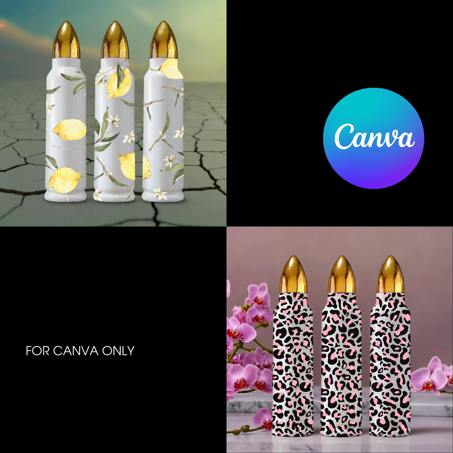 Bullet Tumbler Wrap Mockup CANVA Template Sublimatable Mockup Bundle - Etsy