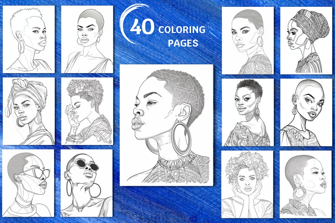Women Short Hair Coloring Pages Aduit African American Woman - Etsy