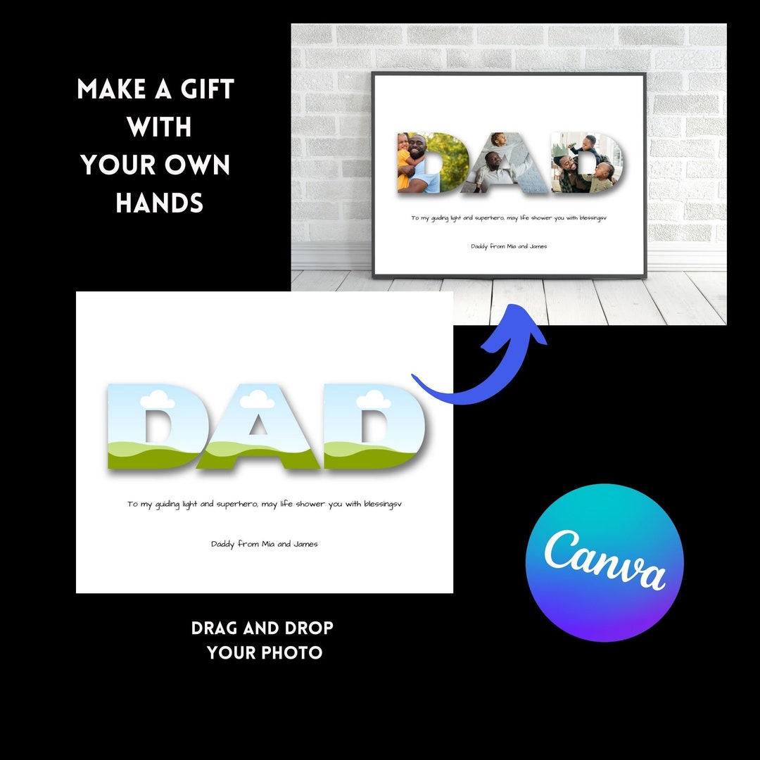DIY CANVA Template Frame, Drag and Drop Your Photo, Personalized Dad ...